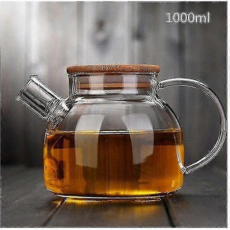 Heat-resistant Glass Kettle Teapot, Bamboo Cover Pot High Borosilicate ...