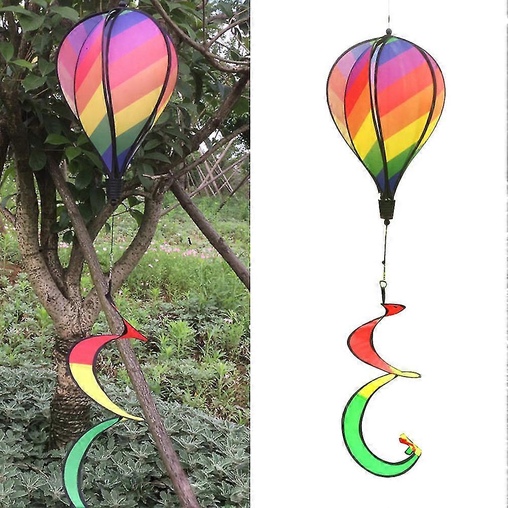 Rainbow Stripe Windsock Hot Balloon Wind Spinner Outdoor Garden Yard ...