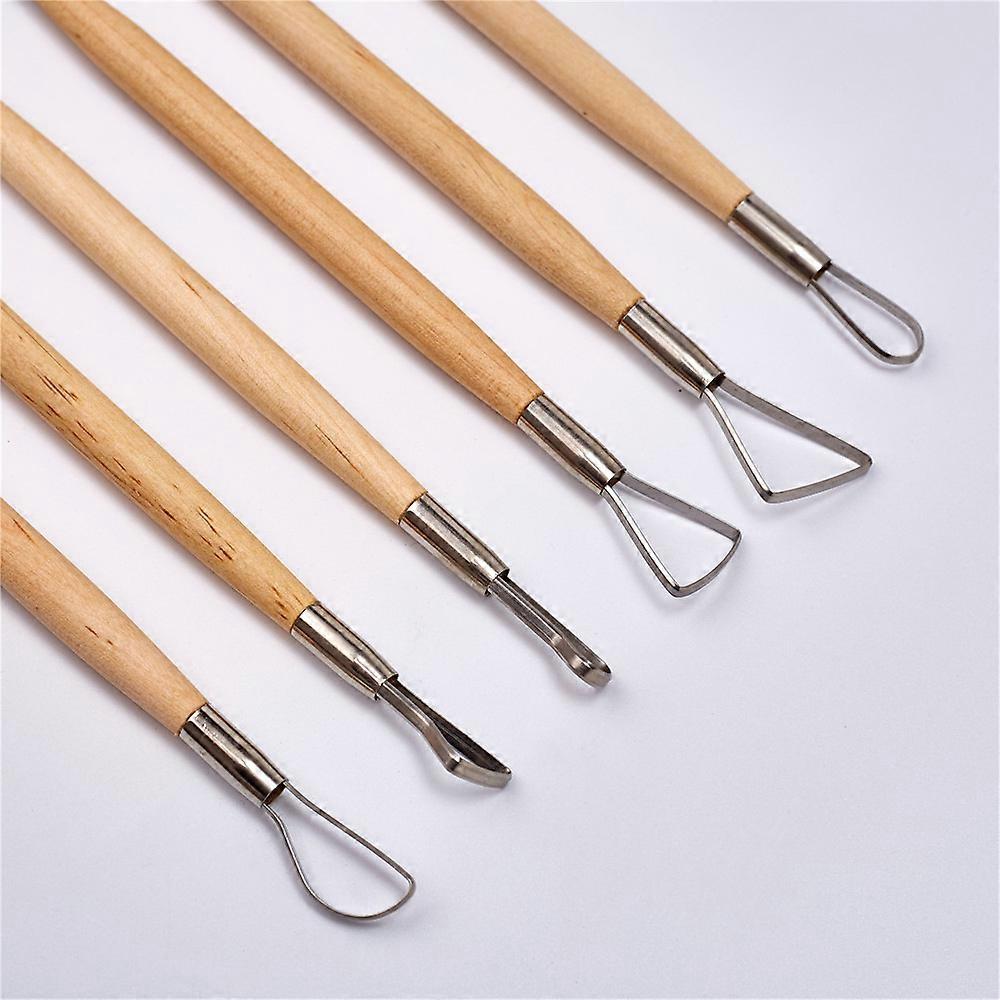6pcs Double Ended Wooden Ribbon Cutter Clay Sculpting Tools for Pottery ...