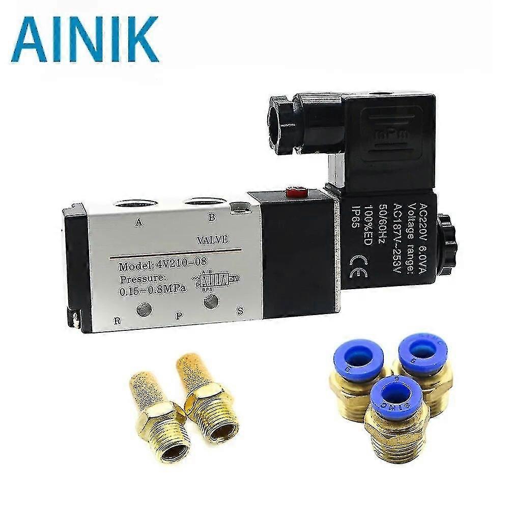 Pneumatic Electric Solenoid Valve 4V210-08 5 Way 2 Position Control Air ...
