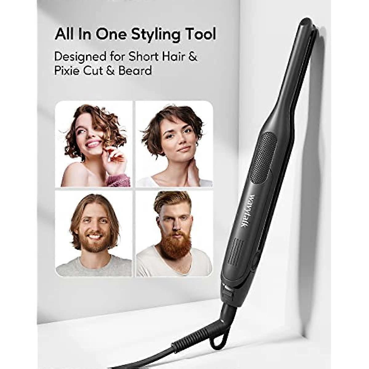 Mini Hair Straightener for Quick Touch Ups Pencil Flat Iron for Short Hair Beard and Pixie Cut ...