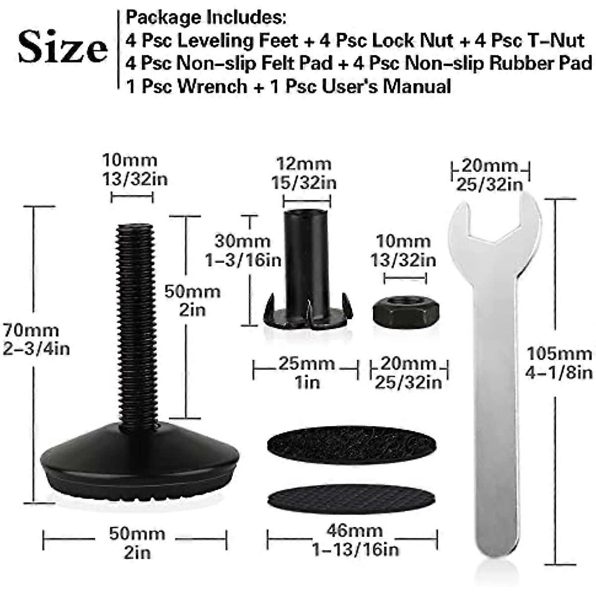 4 Set M10 Adjustable Leveling Feet, Heavy Duty Height Adjuster ...