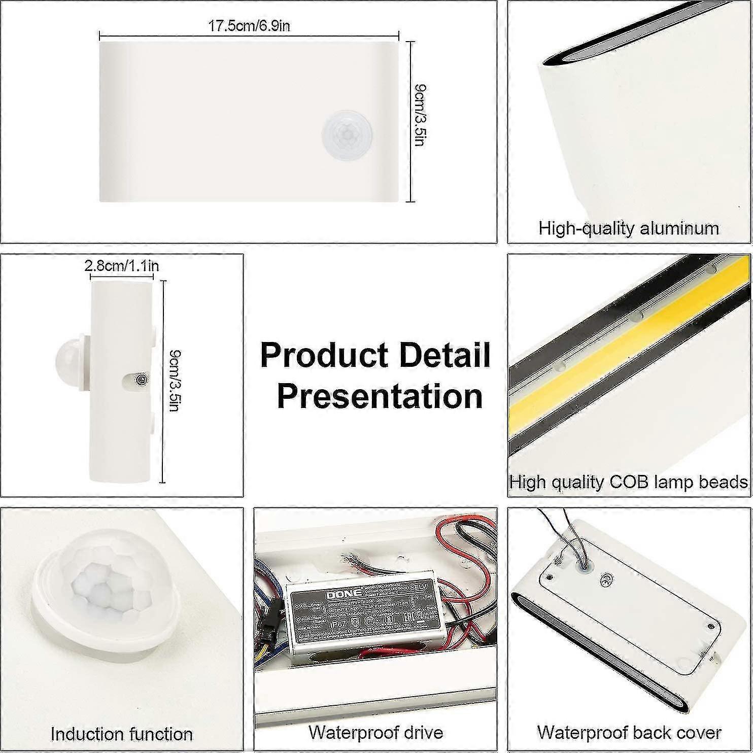12w Led Wall Light With Motion Sensor, Modern Indoor/outdoor Wall Light ...