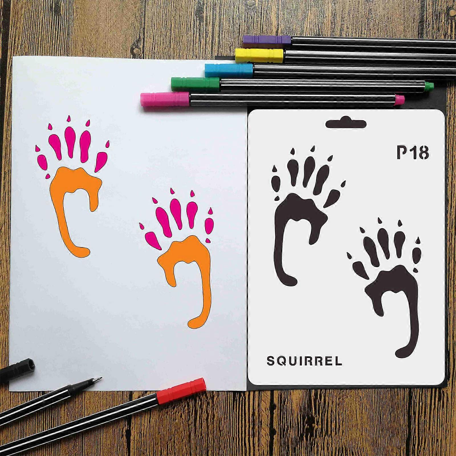 20Pcs Animal Footprint Stencil Plastic Reusable Painting Template for ...