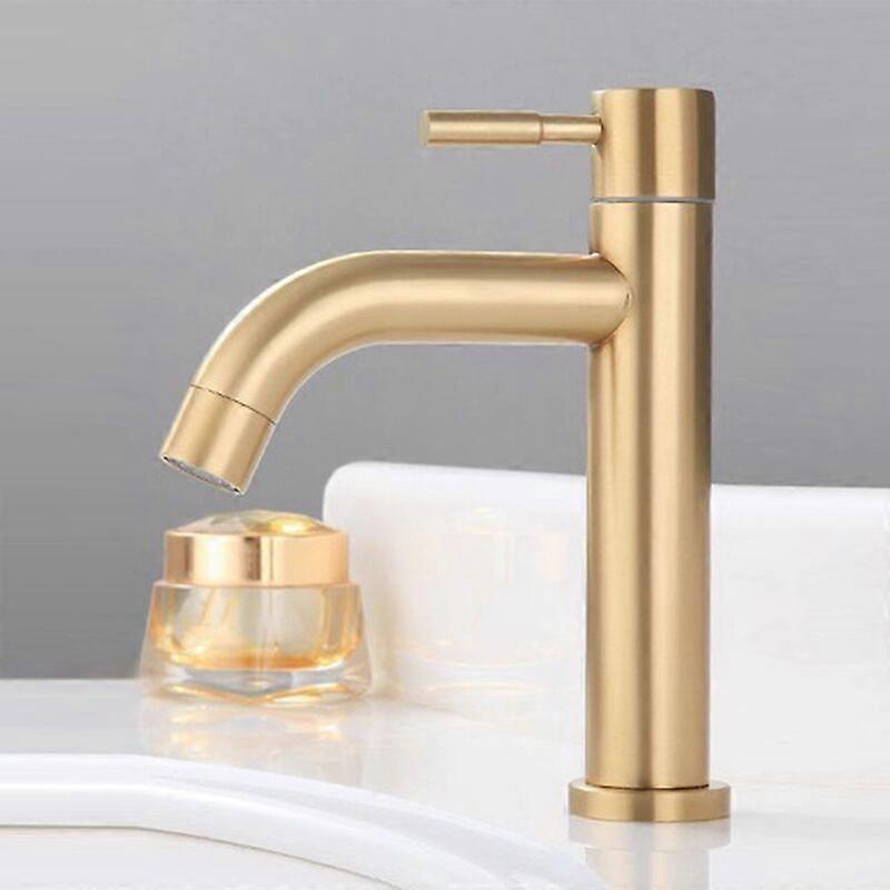 Solid Brass Construction Bathroom Faucet, Brushed Gold Finish, Pop Up ...