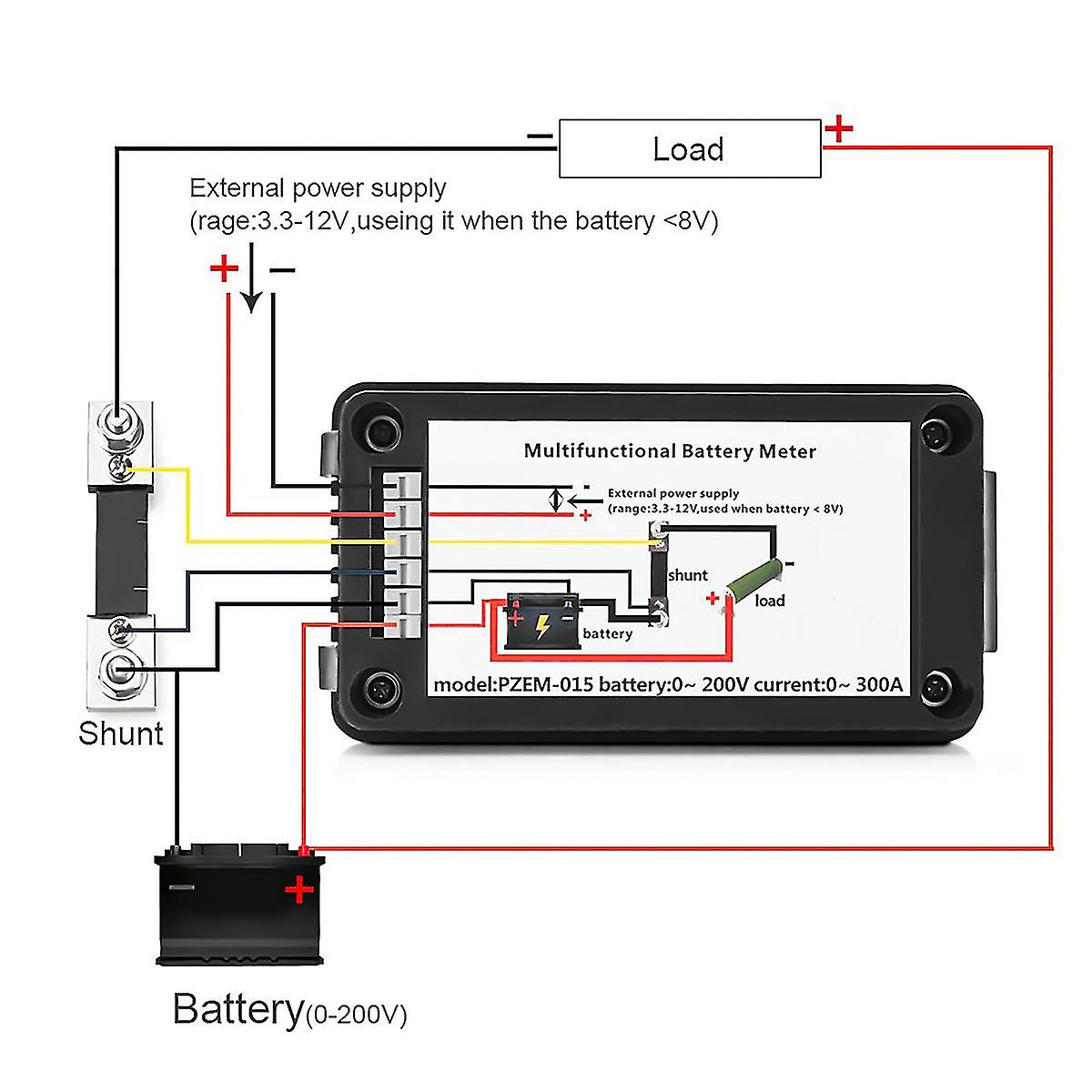 Pzem015 Digital Dc 0-200v Voltage Current With 200a Shunt Car Battery ...