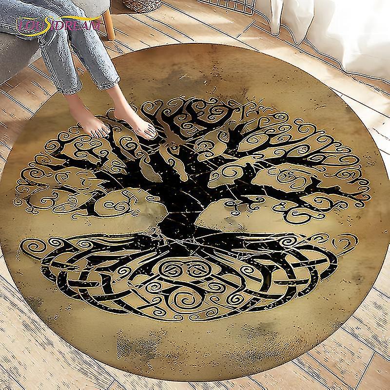 Viking Valknut Yggdrasil Tree Of Life Area Rug Round Carpets Rugs For ...