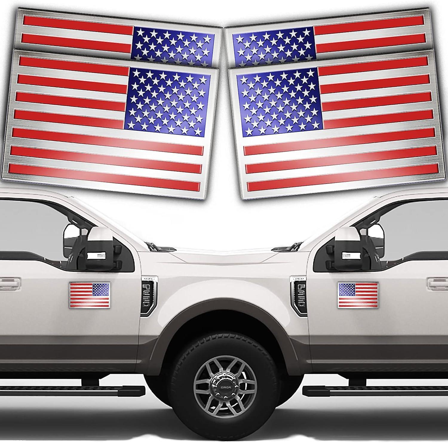 Embossed 3d Metal All Black American Flag Emblem Decal Stickers (1 Pair ...