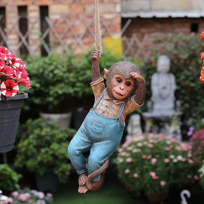 Chico the Chimpanzee Baby Monkey Hanging Animal Statue, Polyresin, Full ...