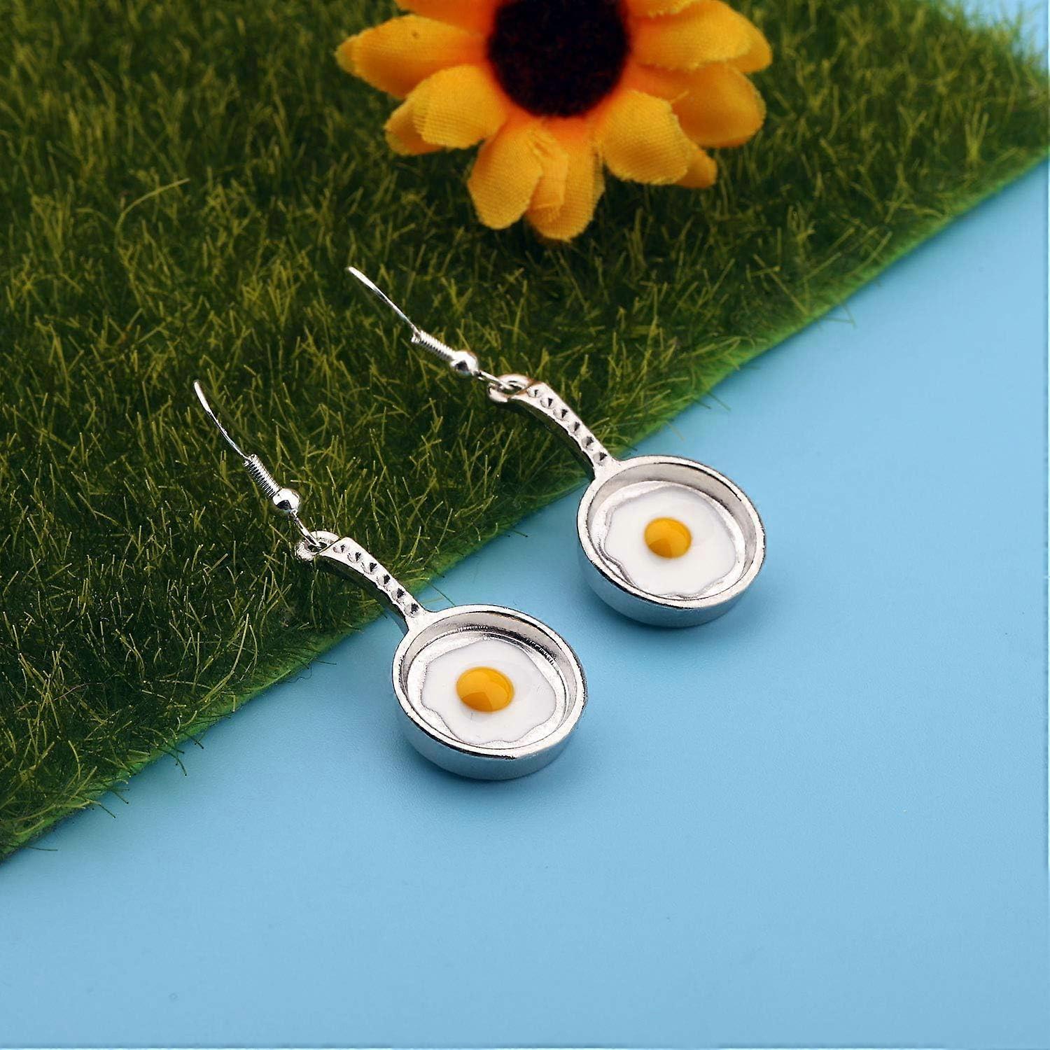Heyone Cooking Baking Chef Charms Earrings Frying Pan Fried Egg Dangle ...
