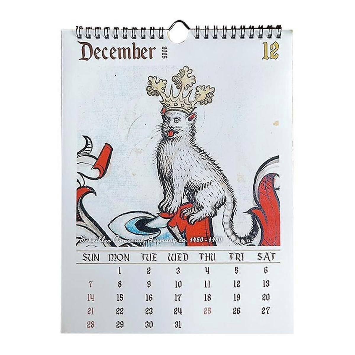 Medeltida katt kalender 2025 konstiga medeltida katter väggkalender ...