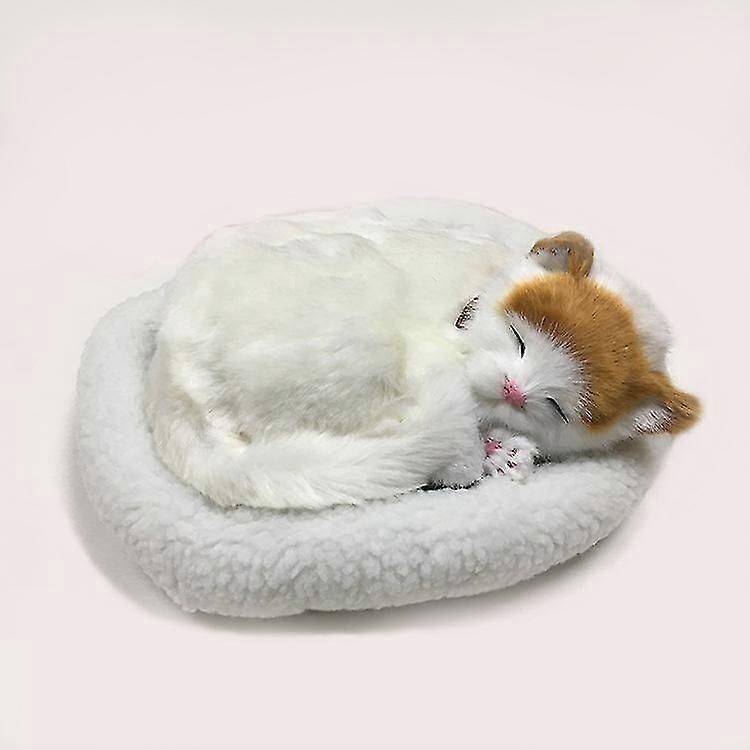 Cute Simulation Sleeping Cat/dog Plush Doll With Nest Breathing Fluffy ...