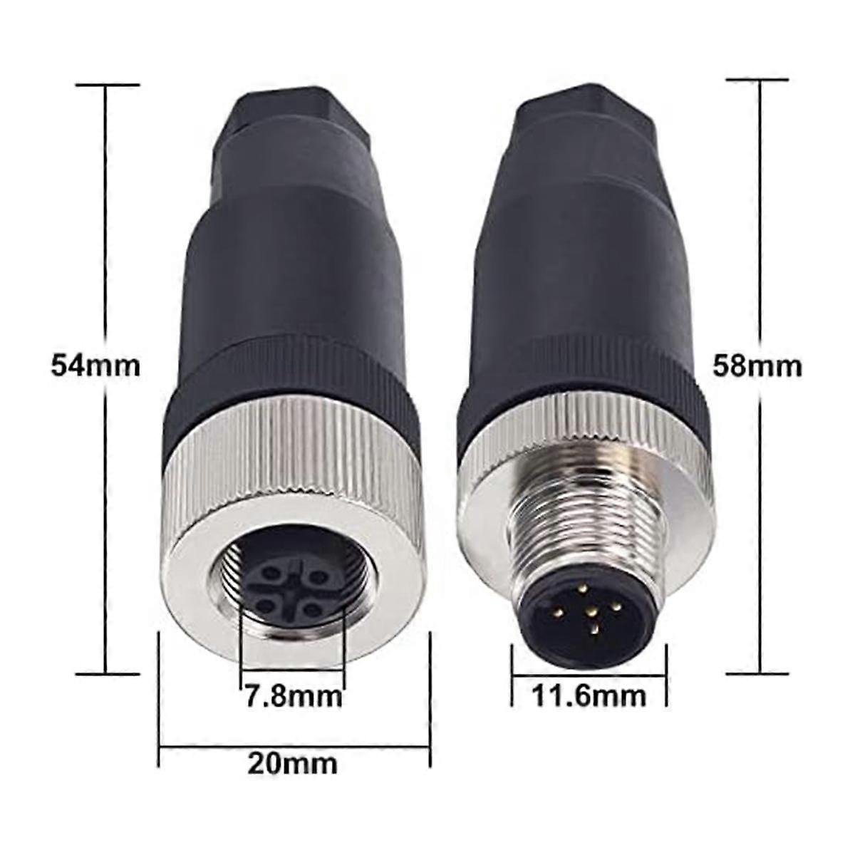 M12 5 Pin Male and Female Receptacle Panel Aviation Wire Connector ...
