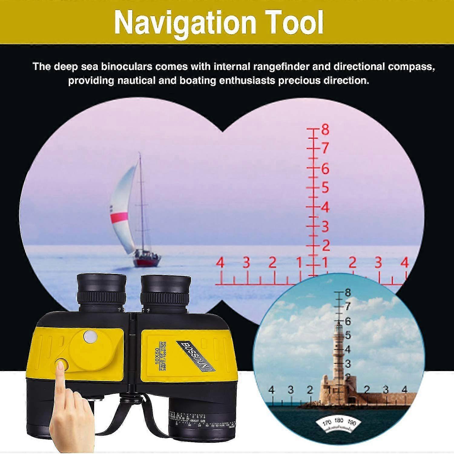 10x50 Waterproof Floating Military Marine Binoculars, with Internal ...
