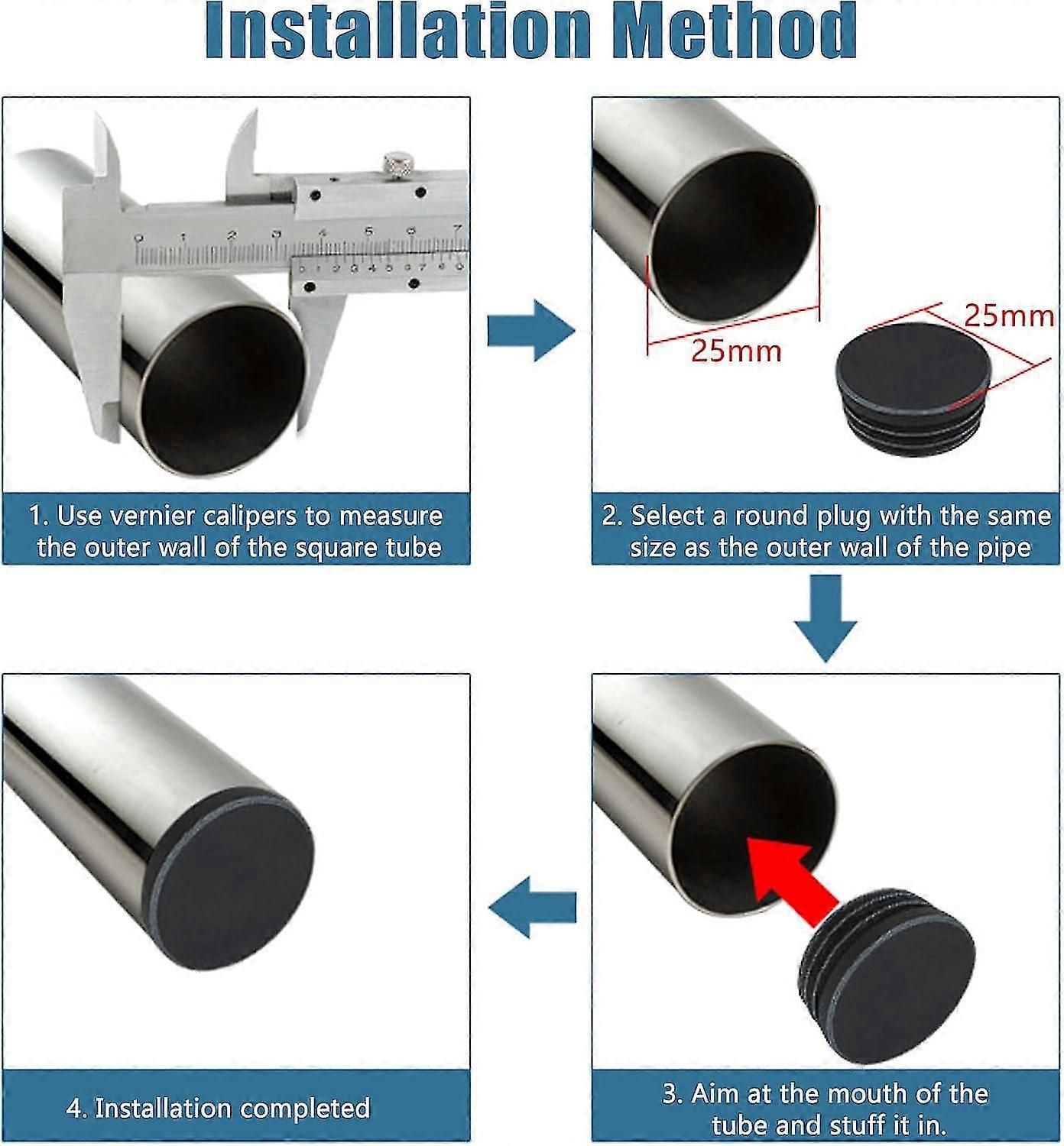 Chair End Cap 25mm 50Pcs Round Tube Cap Tube End Cap Round Tube End ...