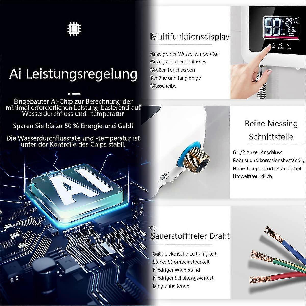 7500w Tankless Instantaneous Water Heater Electric Shower Mini, 230v ...