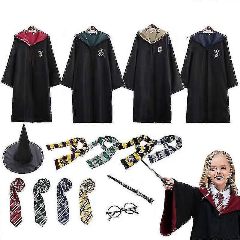 Harry Potter 6pc Set Magic Wizard Cosplay Fancy Dress Cape Cloak ...