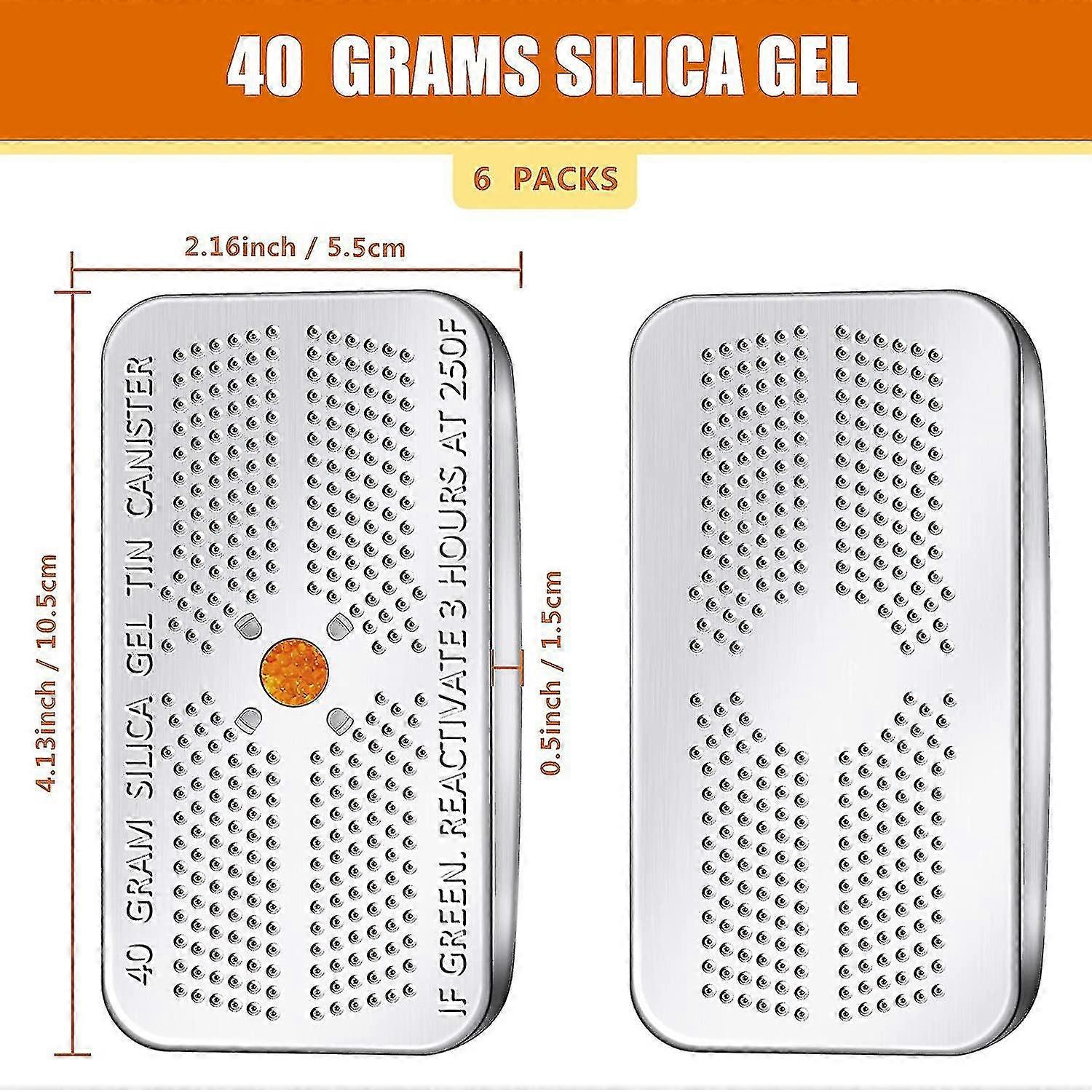6 Pack 40 Gram Indicating Silica Gel Desiccant Canister Dehumidifier ...