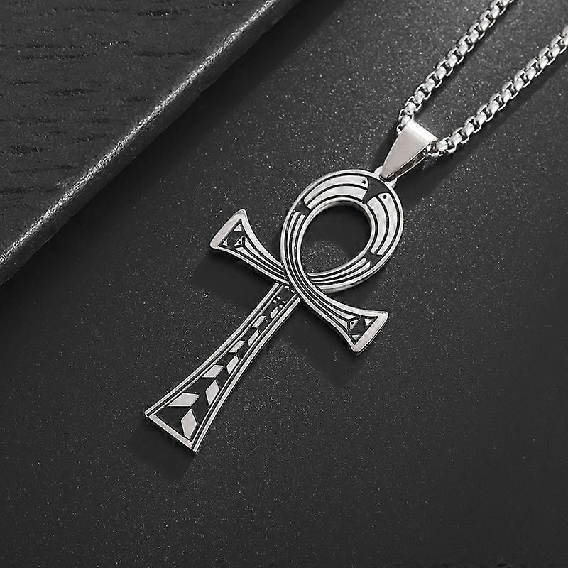 Stainless Steel Egyptian Ankh Cross Key of Life Pendant Necklace ...