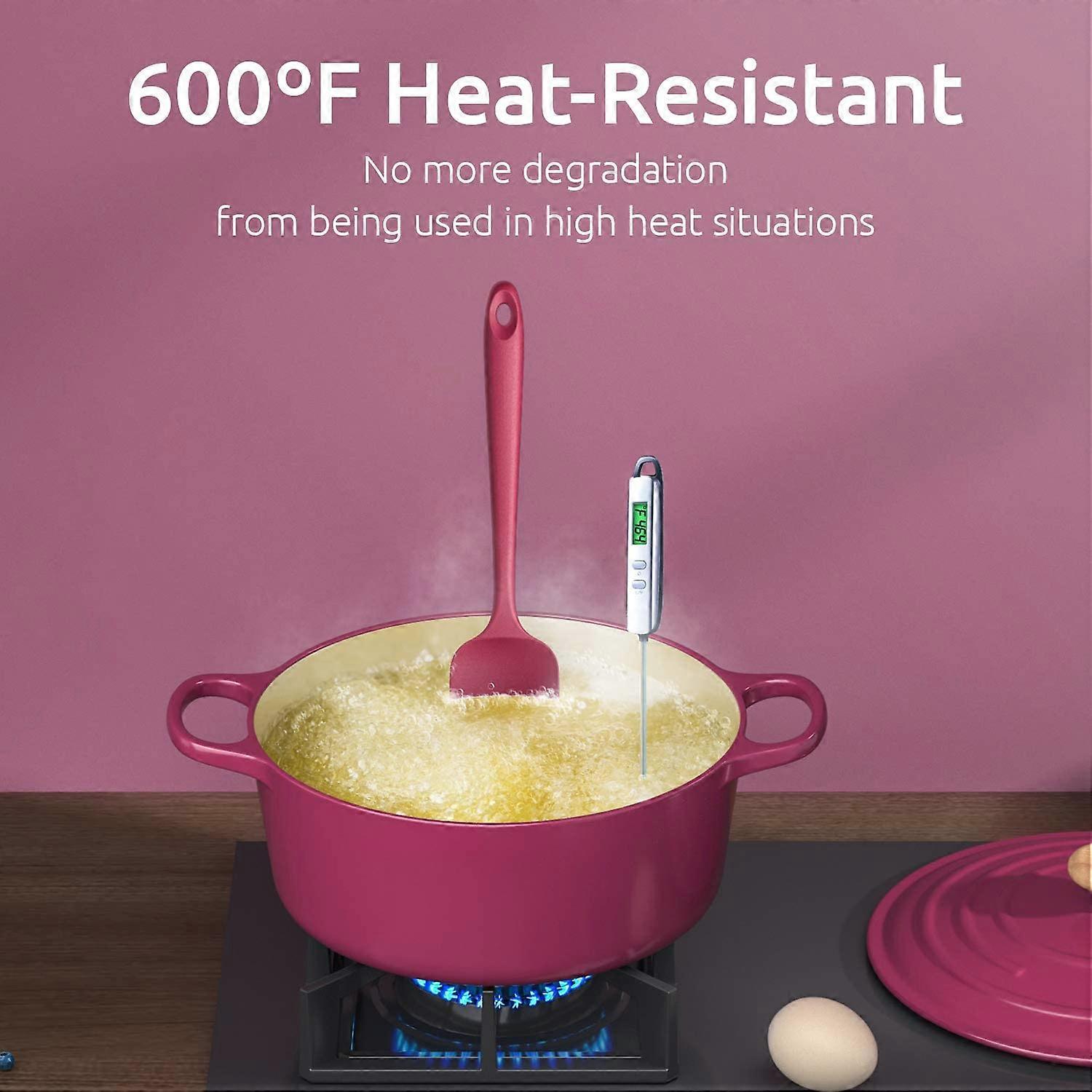 Silicone Spatula Set with 600 Degrees Fahrenheit Heat Resistant (Red ...