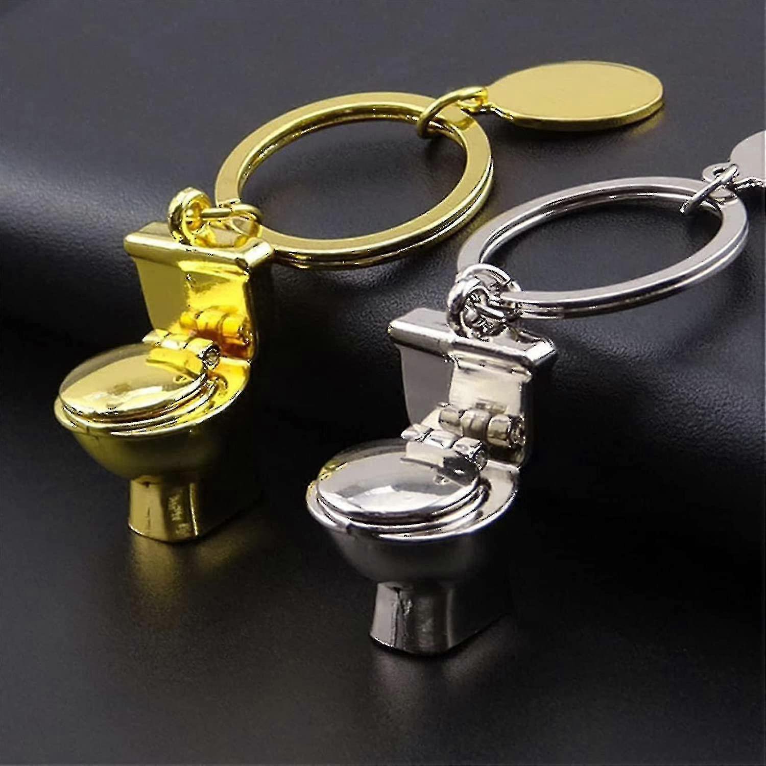 2pcs Mini Toilet Metal Keychain Cute Simulation Toilet Pendant Keyring ...
