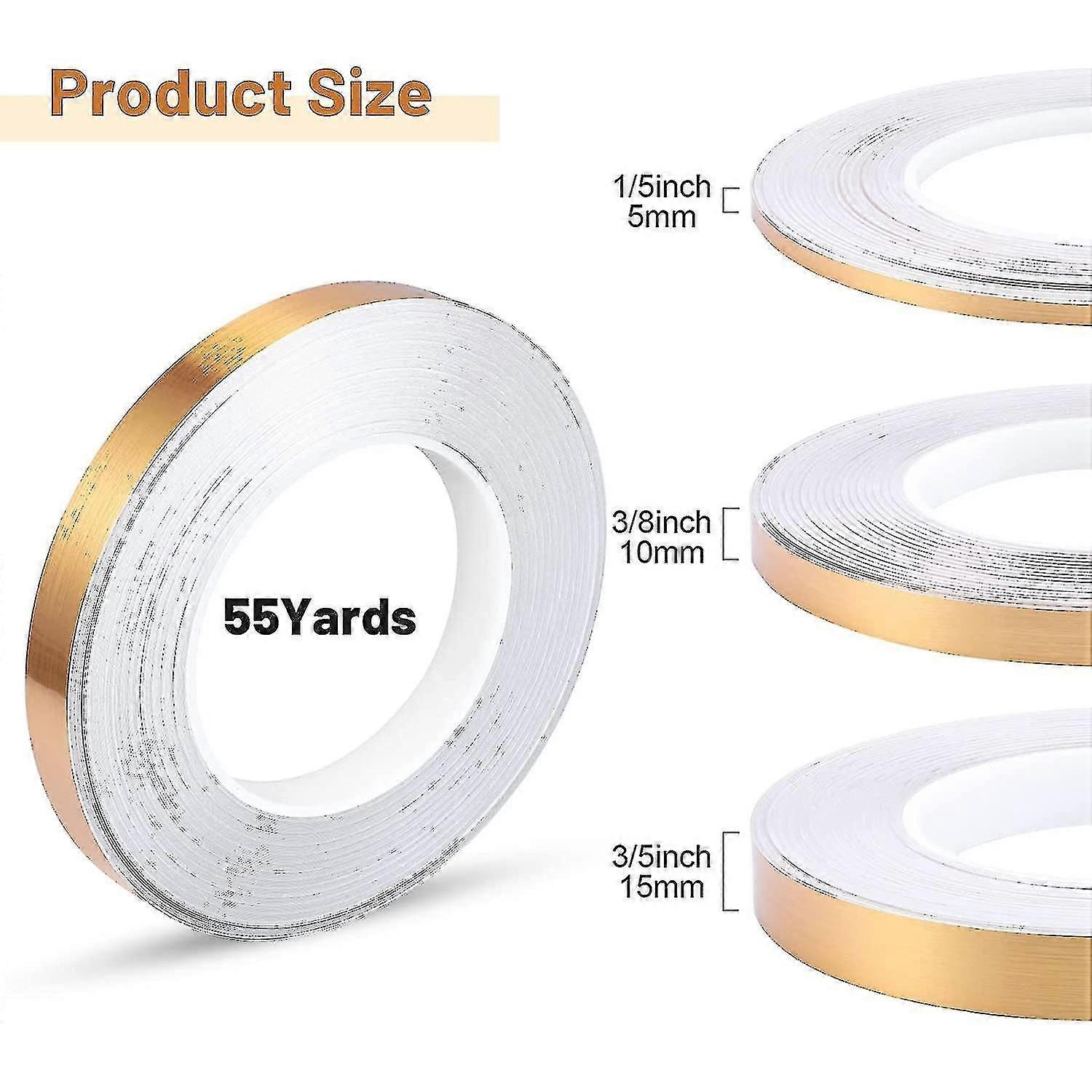 Rolls Decorative Strips Self Adhesive Gold Tape Metallized Polyester ...