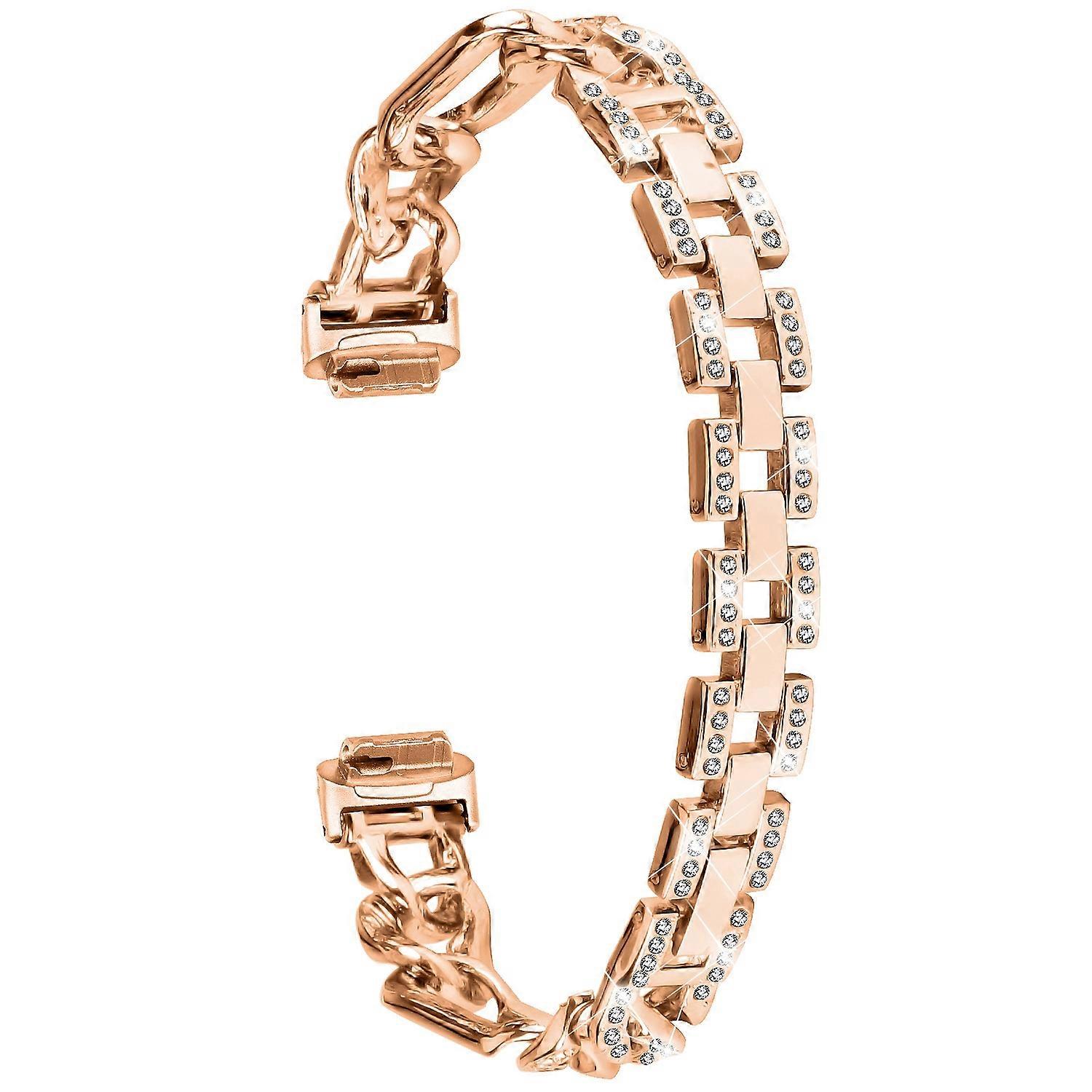 For Fitbit Inspire 3 Alloy Metal Watch Band Bling Rhinestone Decor ...