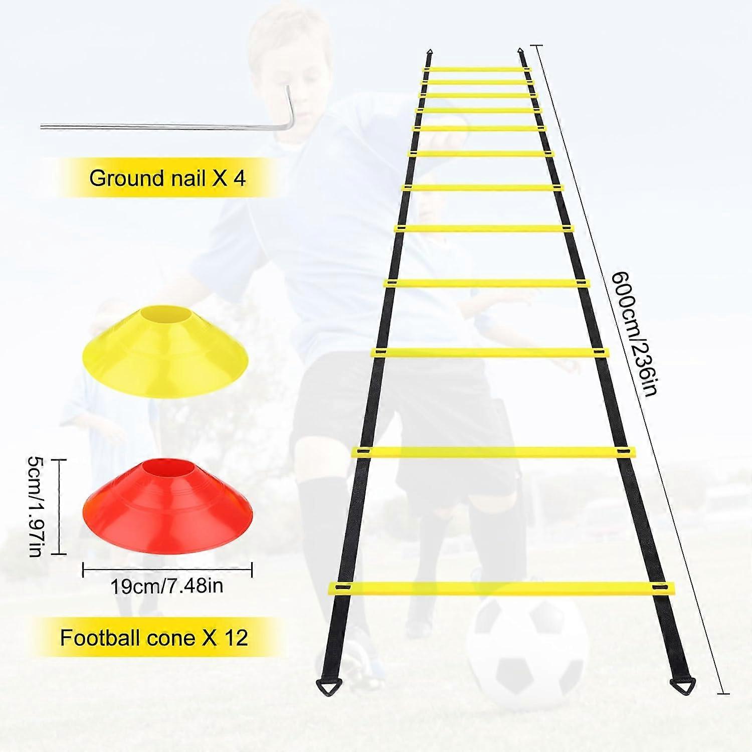 Football Agility Ladder, Speed Training Ladder with Cones and Posts ...