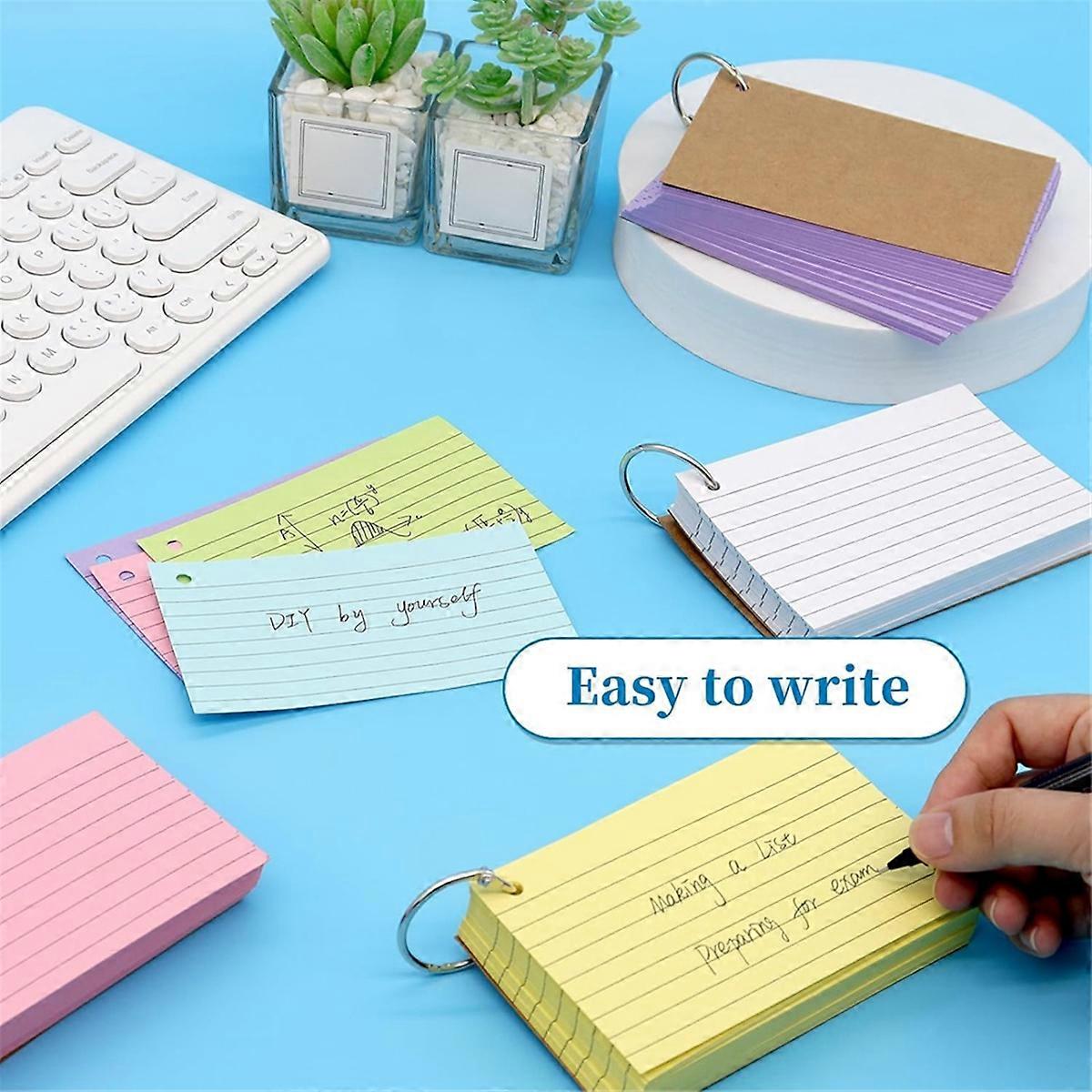 Index Cards 3x5 Inches Colored Flash Cards with Ring, Punched Lined ...