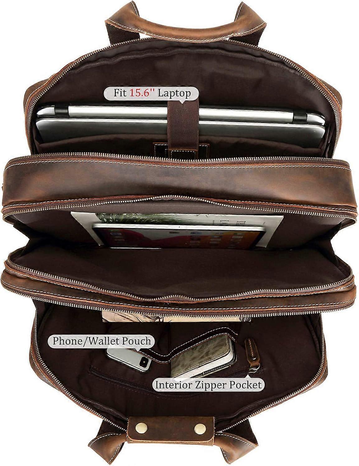 Polare Full Grain Cowhide Leather 17'' Laptop Large Briefcase for Men ...