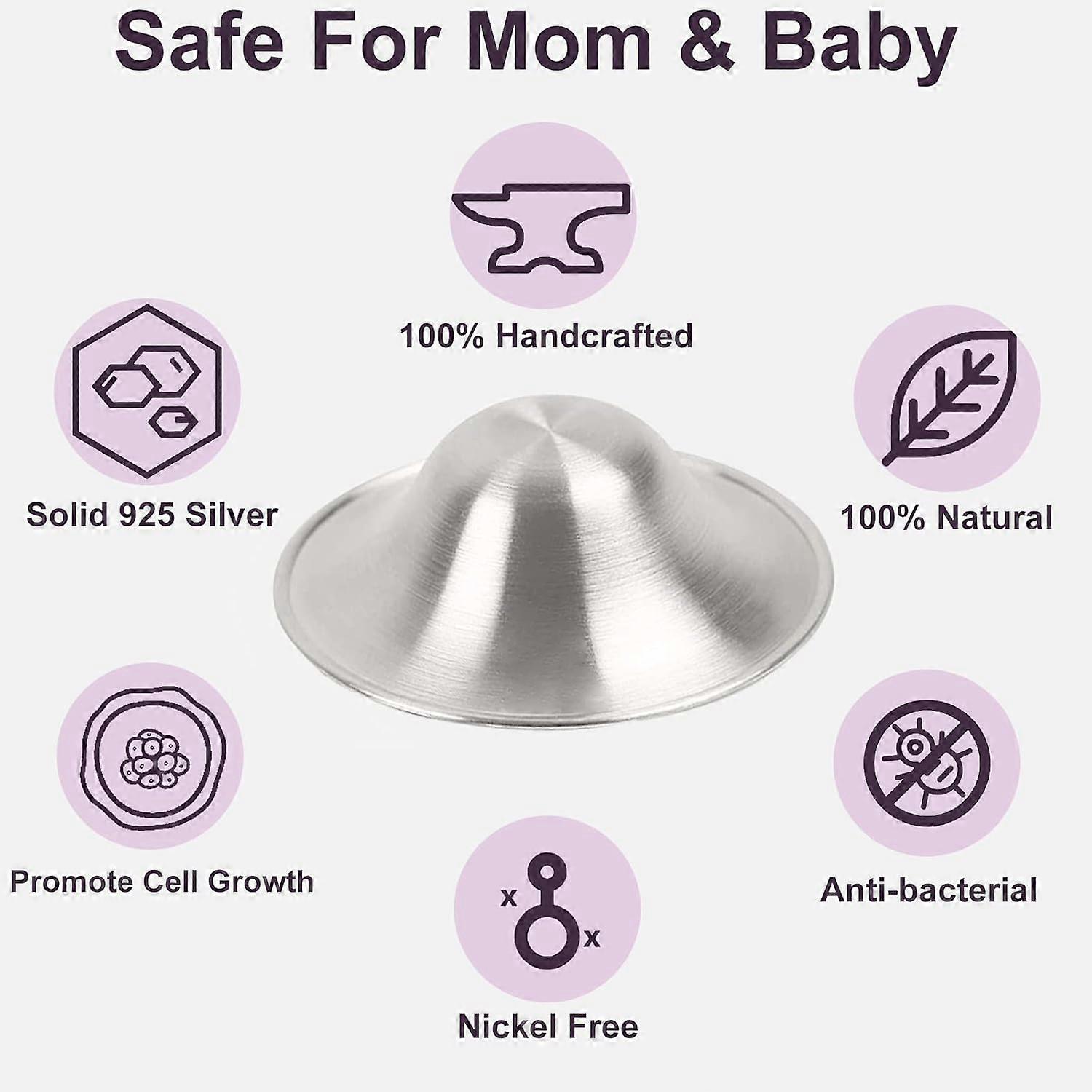 1-3boxes 925 Pure Silver Nipple Shields, Silver Cups For Breastfeeding ...