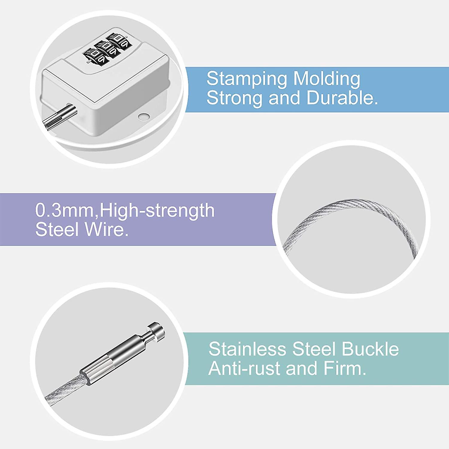 2 Pack Refrigerator Lock - Heavy Duty 3 Digit Cable Lock, Child/Baby ...