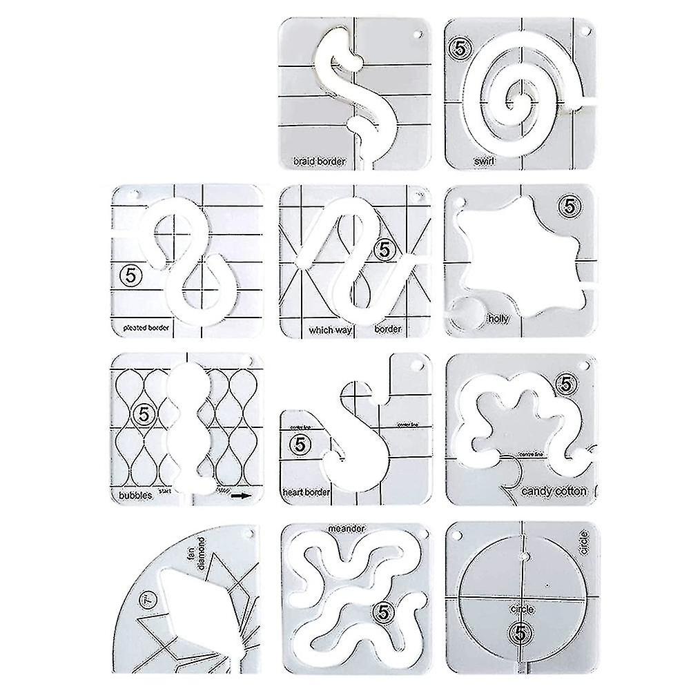 11pcs Free-motion Quilting Template Set-sewing Ruler & Clear Acrylic ...