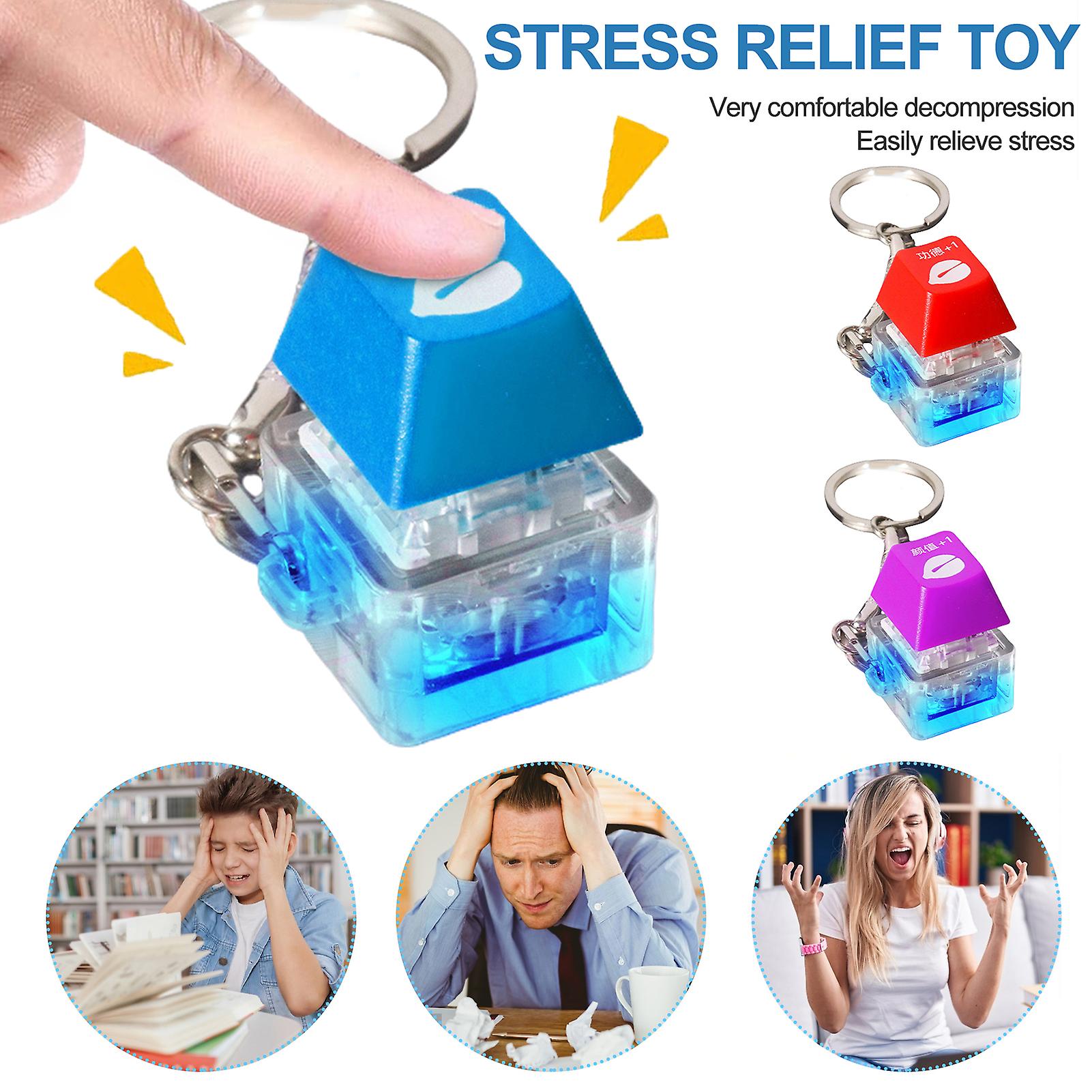 4Pcs Mechanical Keyboard Keycap Fidget Toy with Key Ring Relieve ...