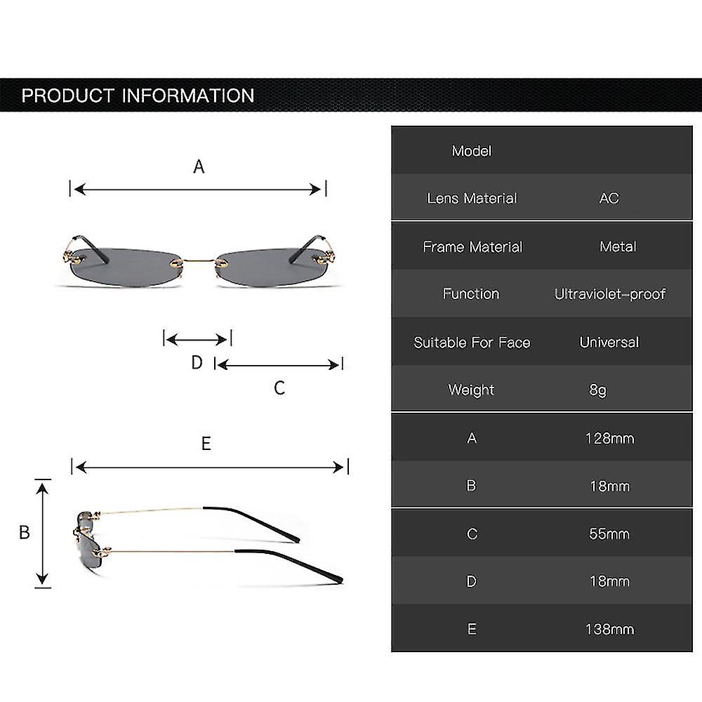 2023 New Narrow Sunglasses Men Rimless Summer Red Blue Black ...