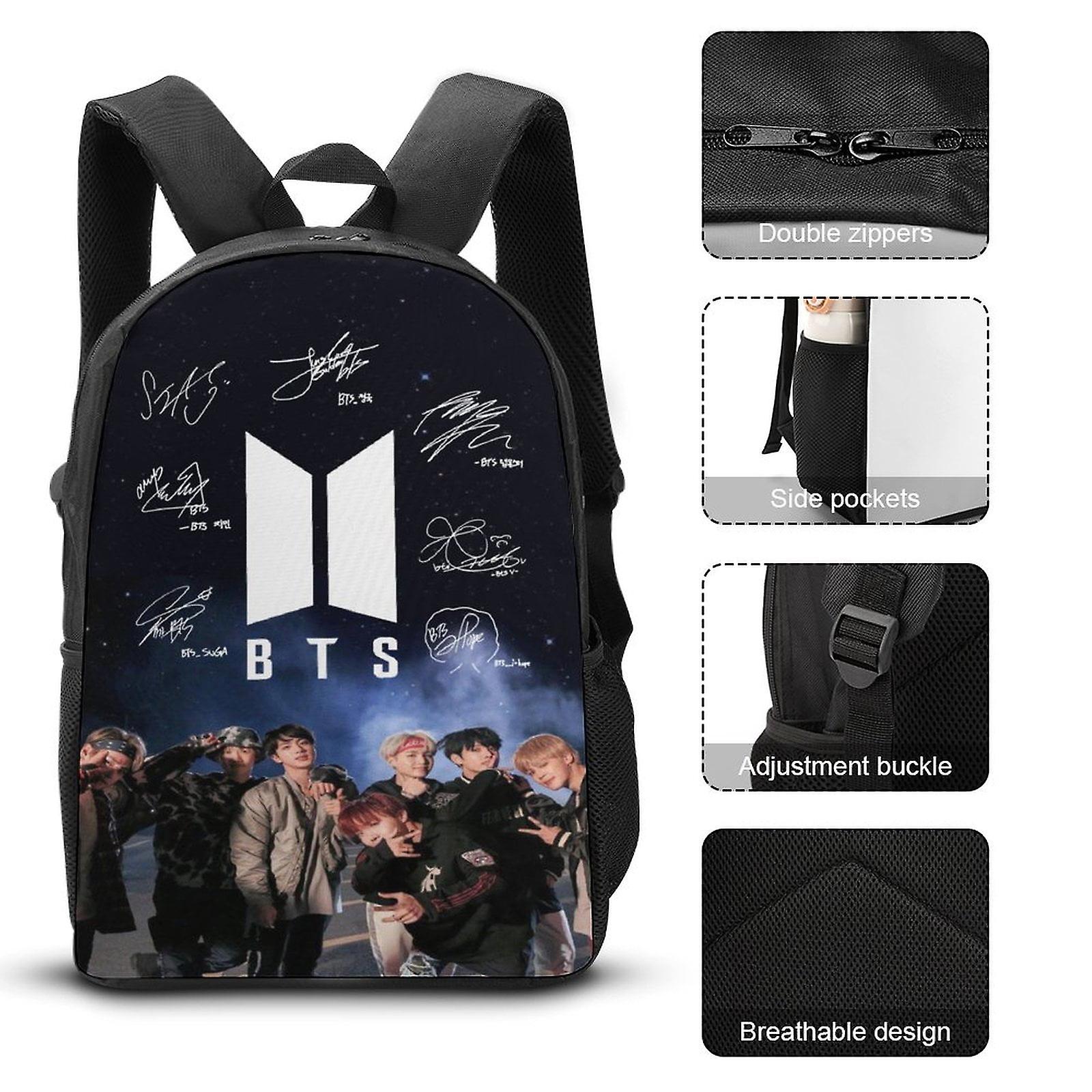 BTS Backpack Set Cartoon Backpacks with Pencil Case And Lunch Bag Lunch ...