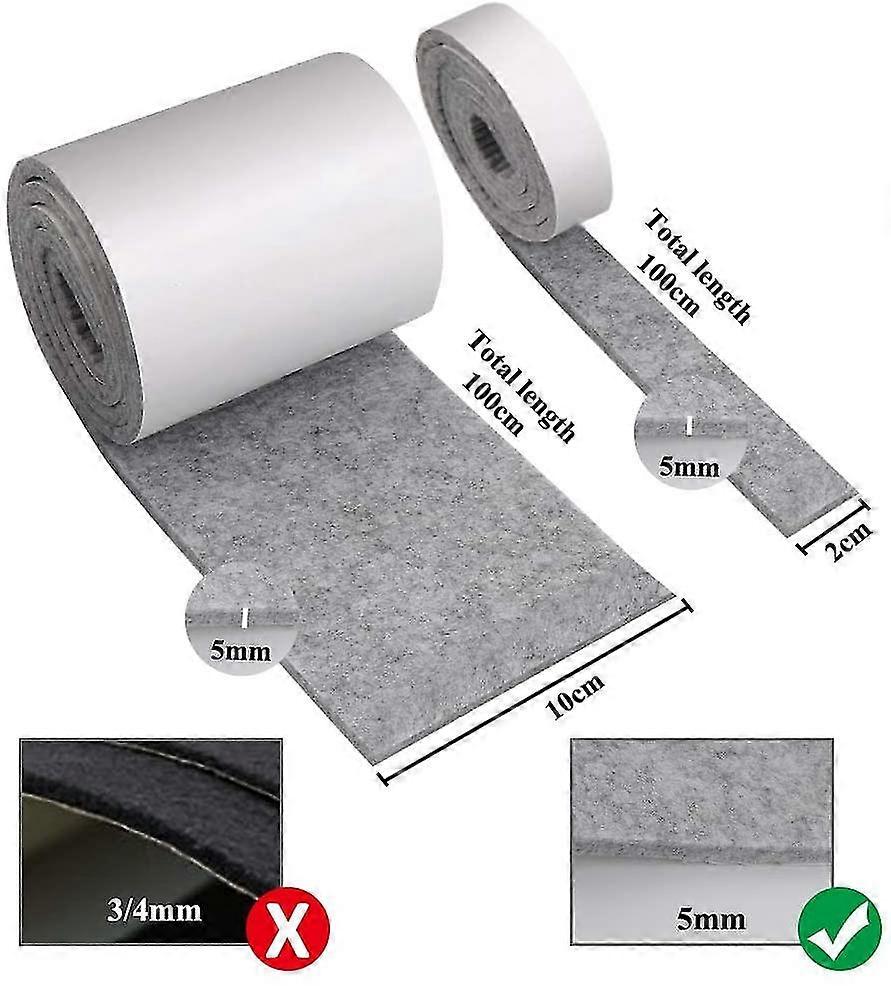 Self-adhesive Felt Glides, 2 Rolls Of Felt Tape, Gray (100 X 10 Cm ...