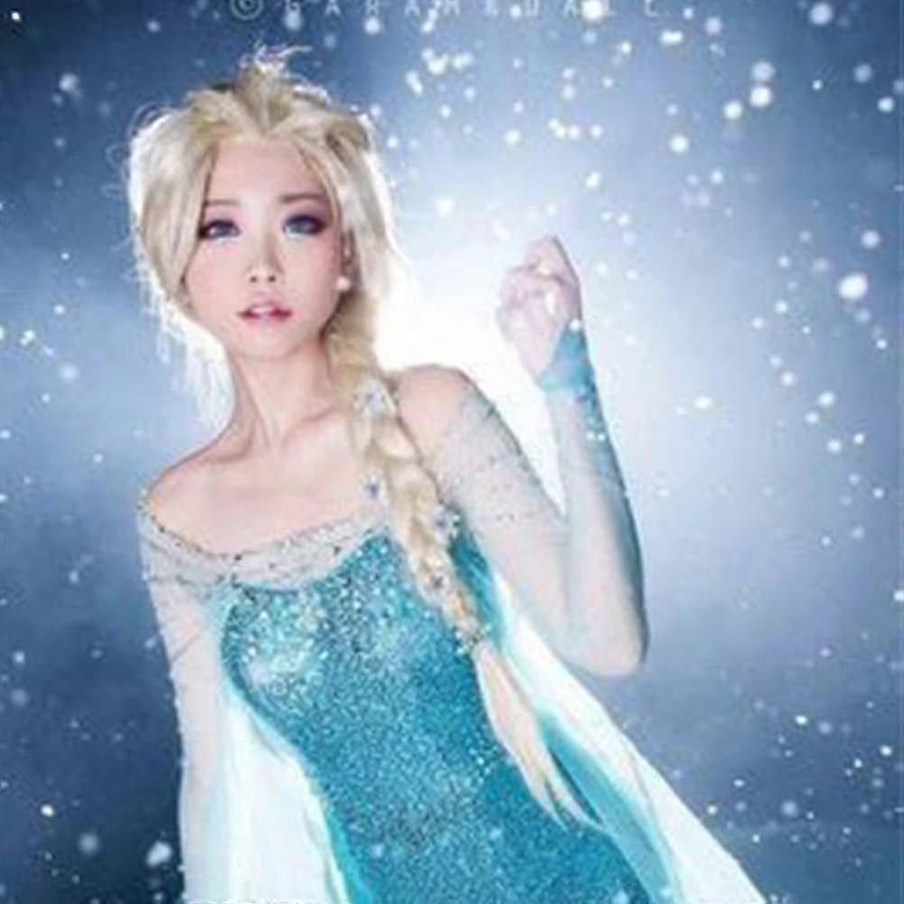 Princess Elsa Dress Women Cosplay Party Dress Fancy Dress Up Halloween ...