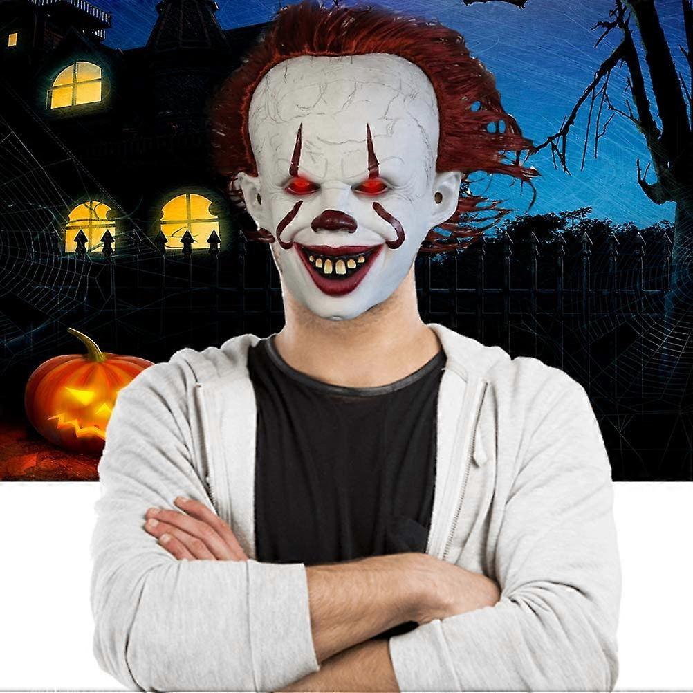 Scary Clown Mask Cosplay Led Light Up Horror Joker Mask with Hair ...