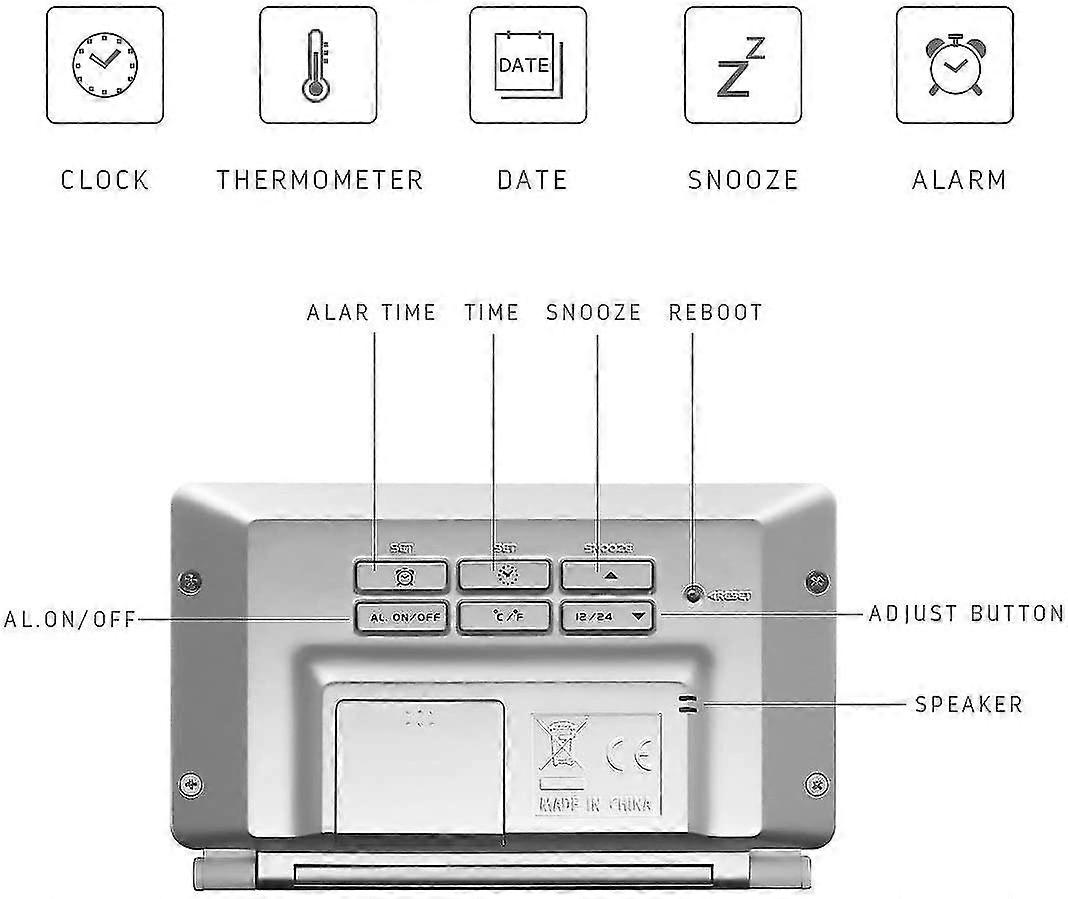 Small Travel Alarm Clock, Silent Digital Alarm Clock Large Lcd Screen ...
