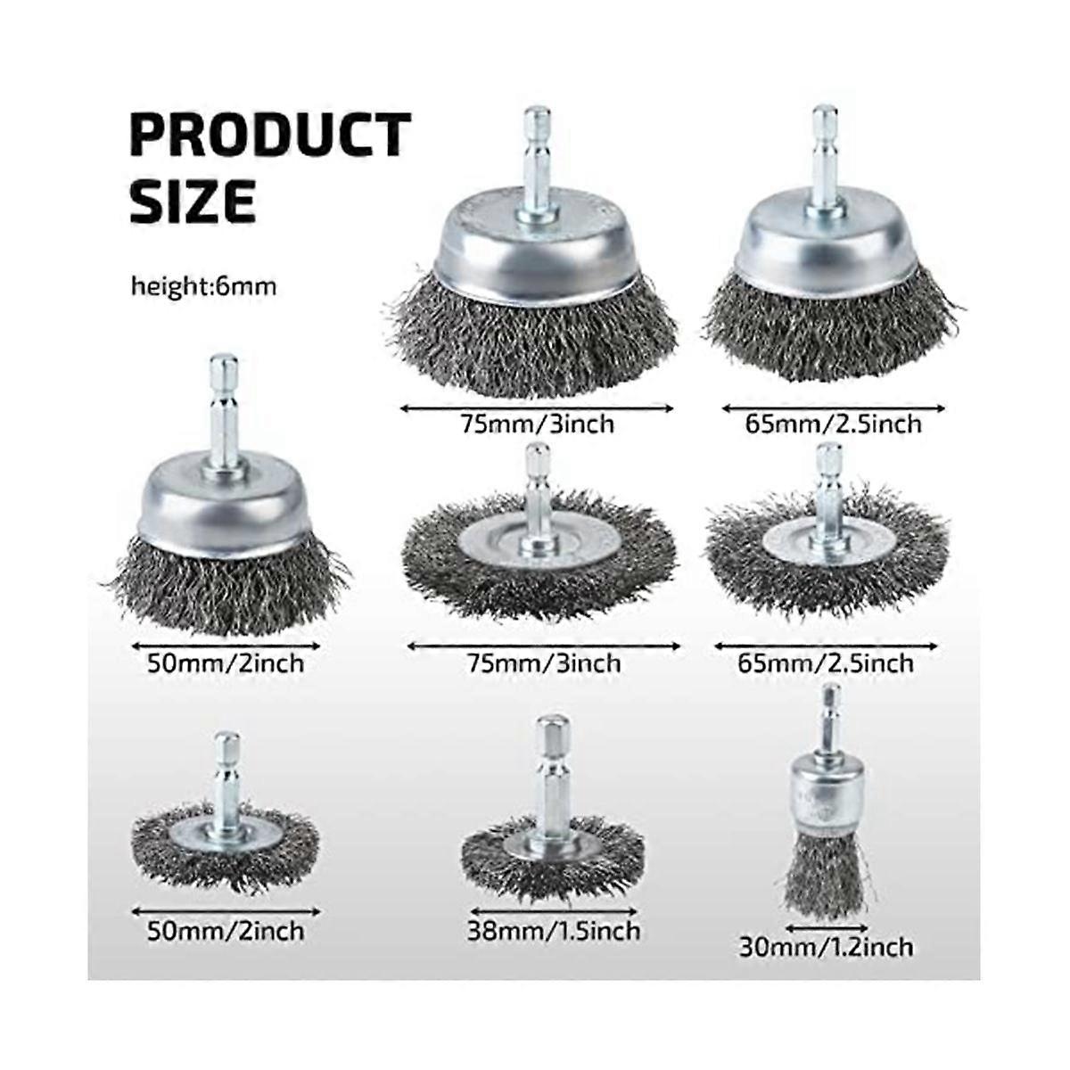 15 Pack Wire Brush Set with 1/4 Inch Hex , Wire Cup Brush for Drill ...