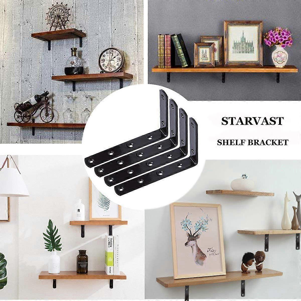 Fixing Brackets, 4 Pcs 90 Degree Cast Iron Right Angle Brackets, Shelf ...