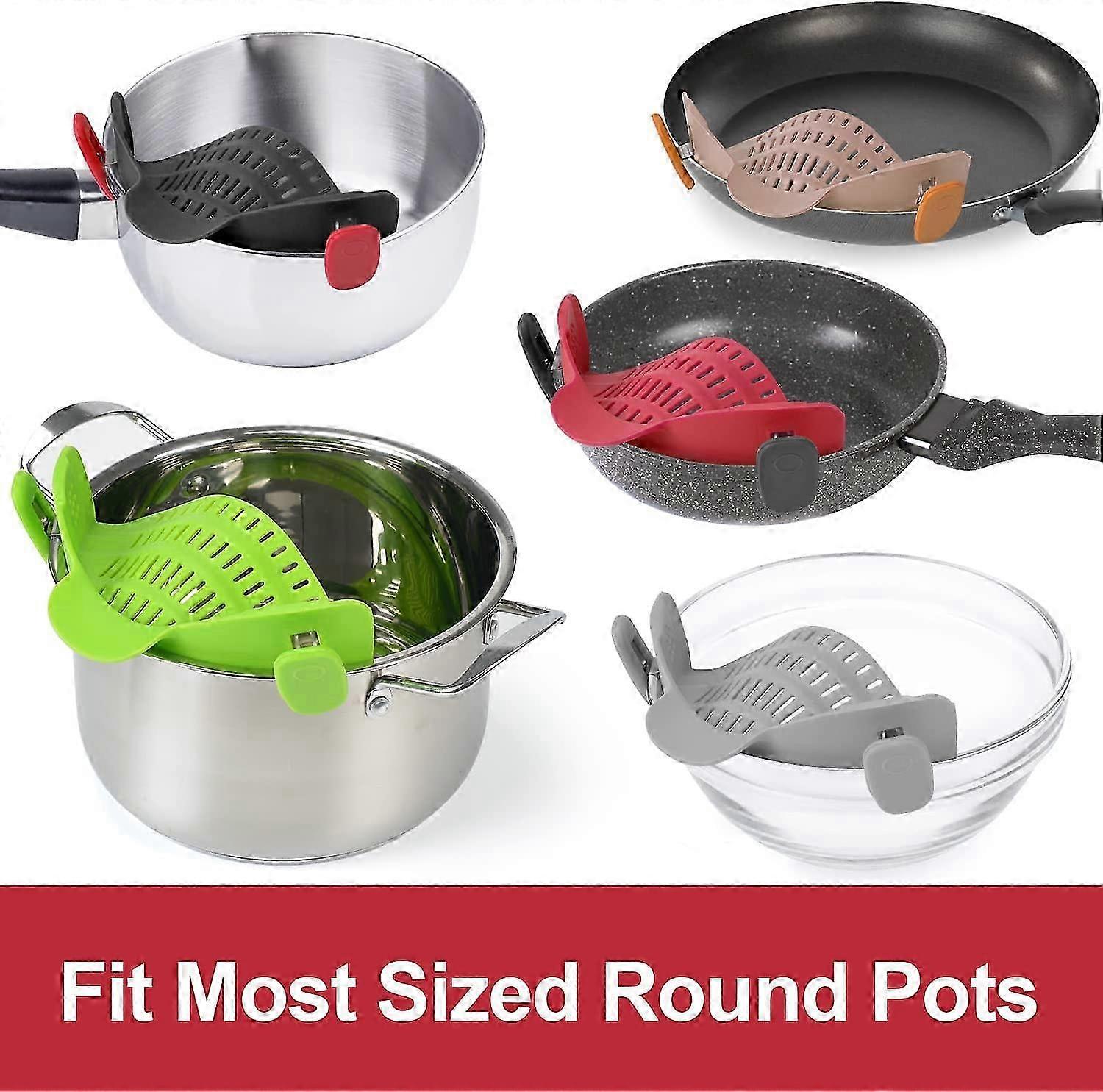 Clip On Strainer for Pots & Pans - Universal Pasta Strainer Silicone ...