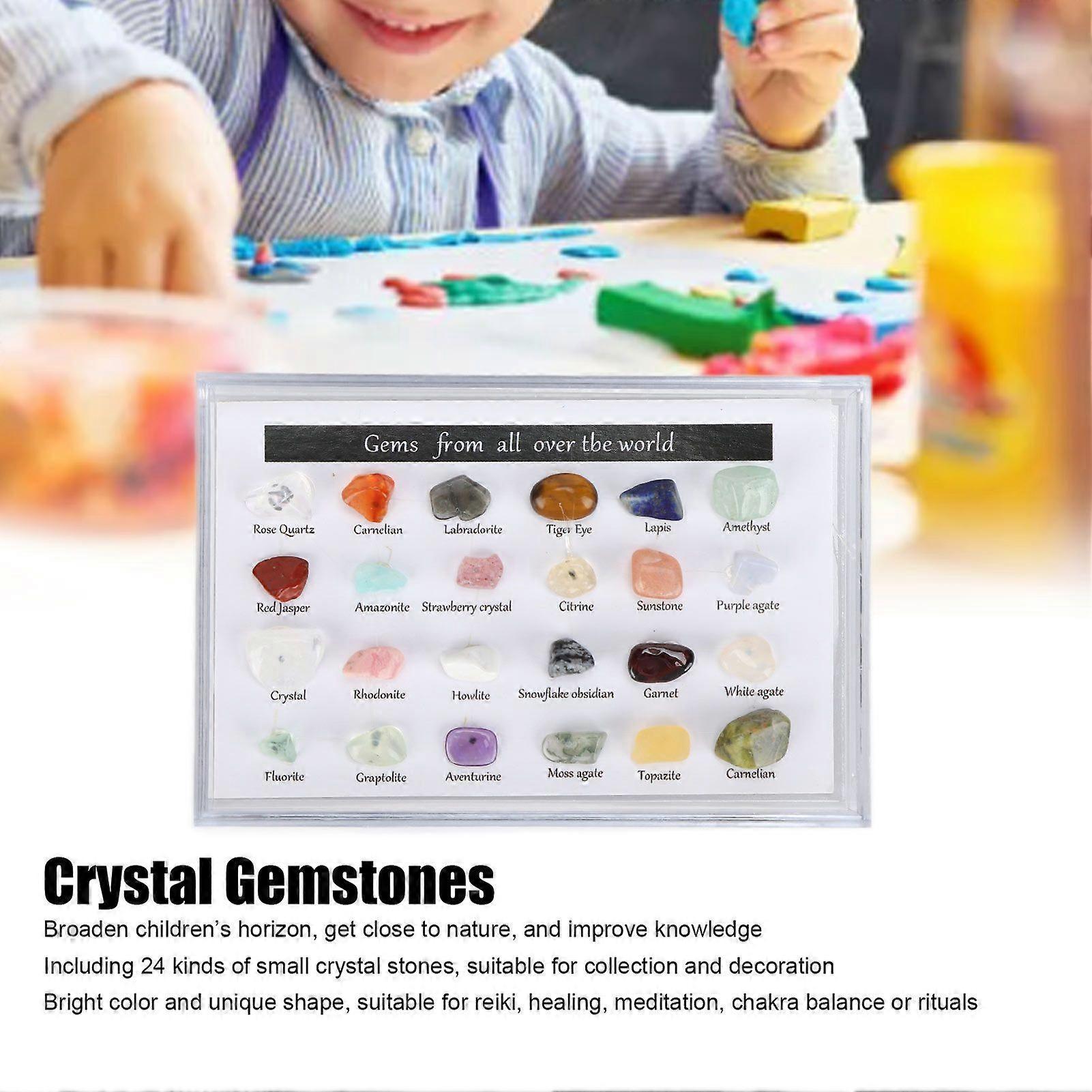 24 Kinds Crystal Gemstones Chakra Stone Healing Crystal Stone Kit with ...