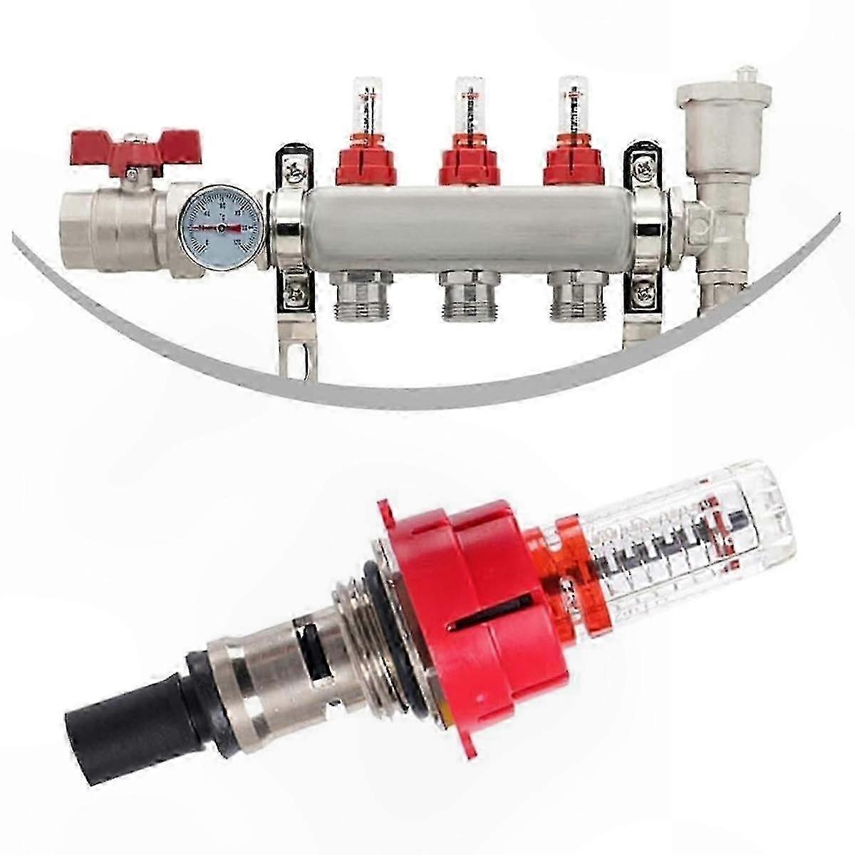 6-Pack Flow Meter for Underfloor Heating, Visual Monitoring Regulator ...