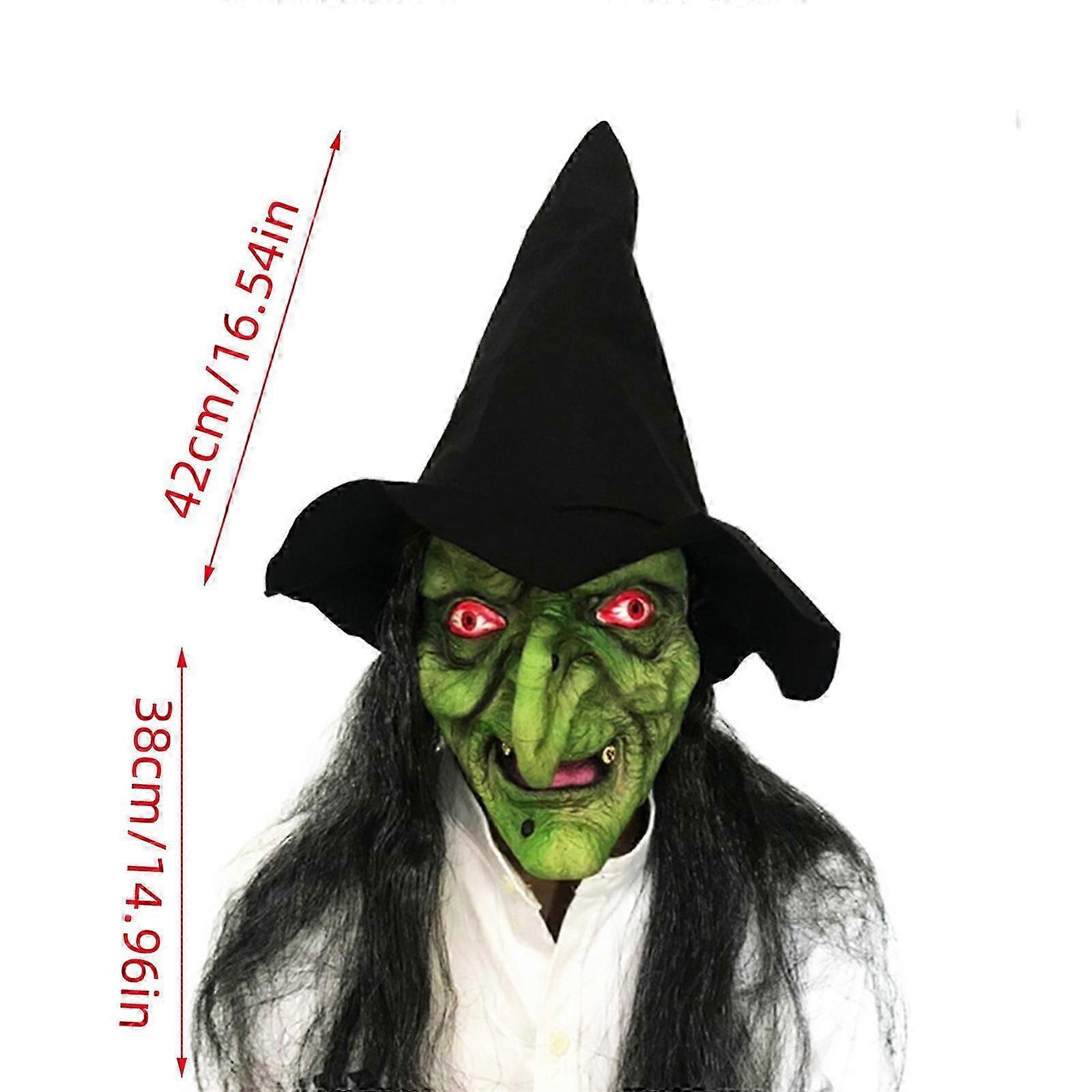 Old Woman Witch Mask Green Face Mask Halloween Creepier Mask Scary Horror Mask Cosplays Costume ...