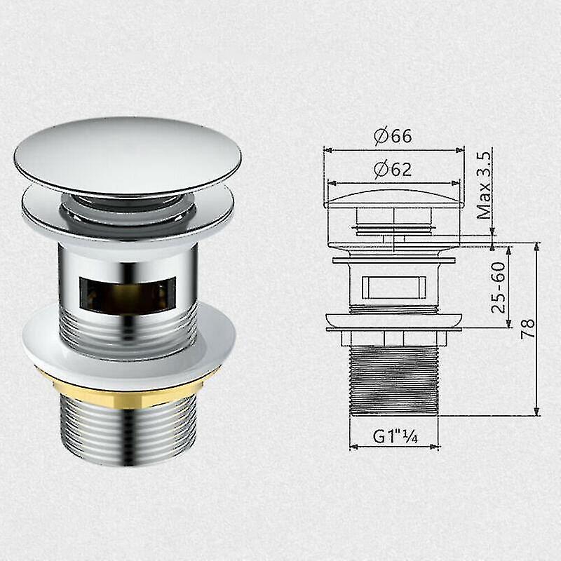 Pop Up Wash Basin Water Slotted Bathroom Sink Push Click Clack Plug ...