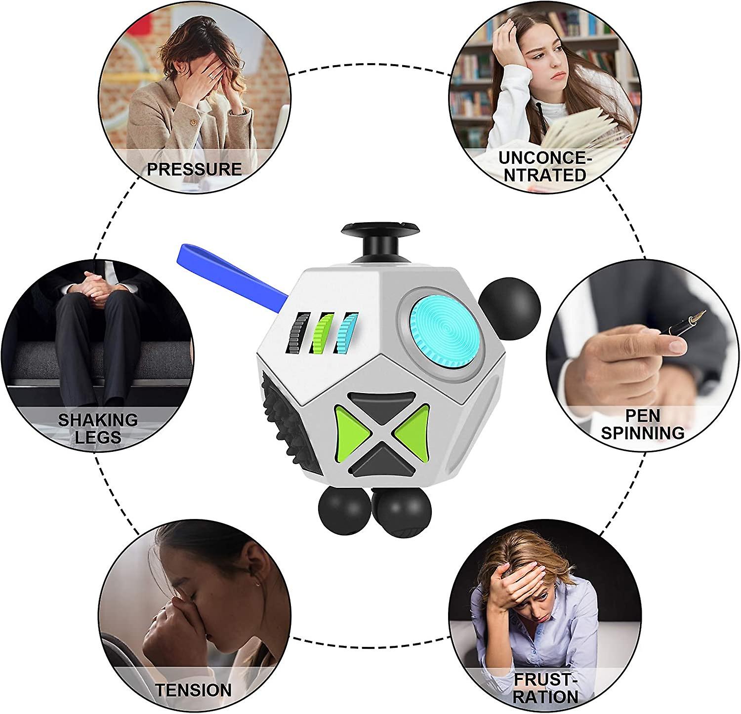 Fidget Cube, 12 Sides Premium Quality Fidget Cube Anti Decompression ...