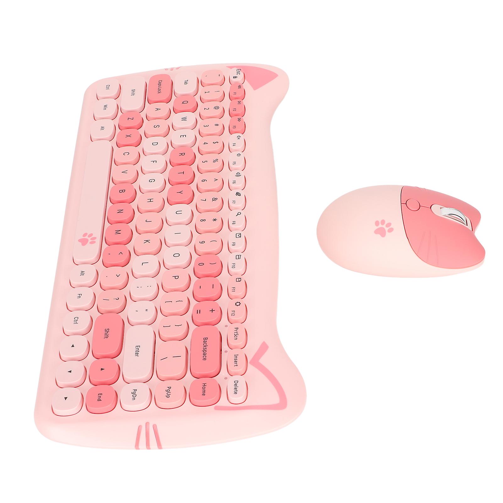 Cute Cat Shape 2.4G Wireless Keyboard and Mouse Colours Low Power ...