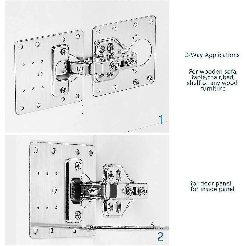 10PCS Cabinet Hinge Repairs Plate Kit Stainless Steel Kitchen Cupboard ...